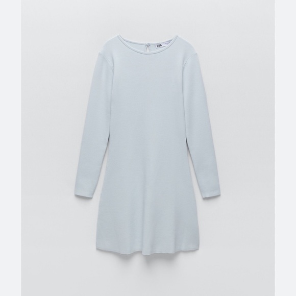 Zara | Dresses | Zara Light Blue Knit Mini Dress | Poshmark